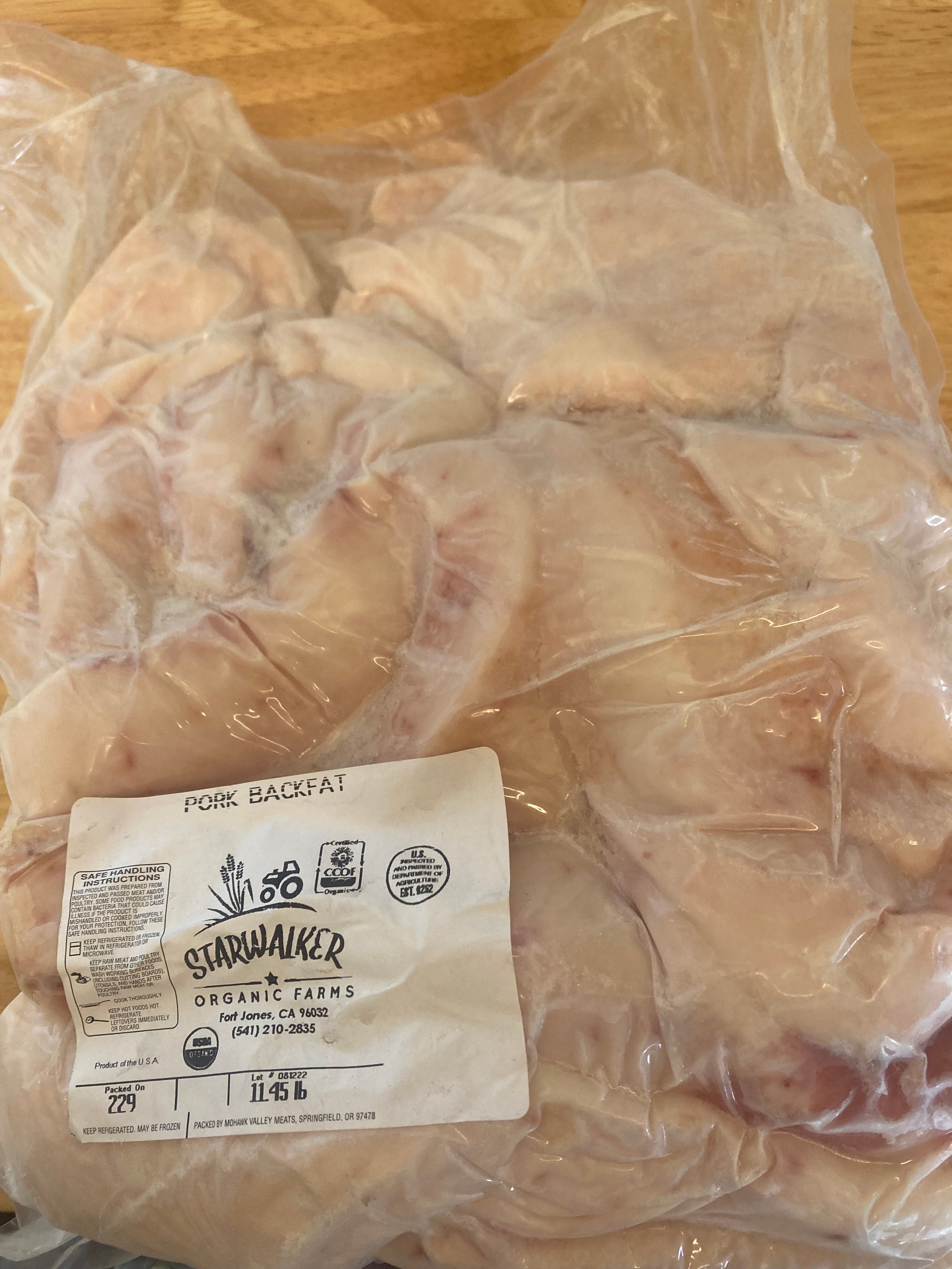 Pork Back Fat, Organic – StarWalker Organic Farms